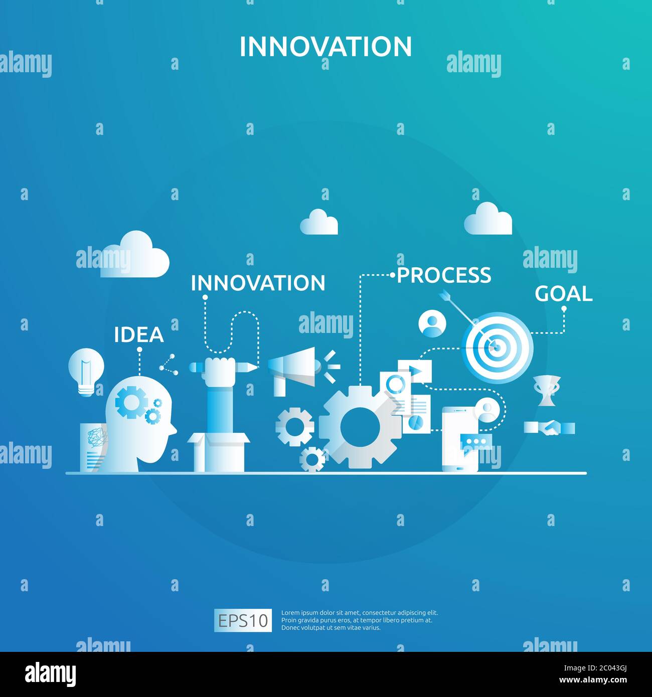 brainstorming innovation idea process and creative thinking concept with light bulb lamp for ...