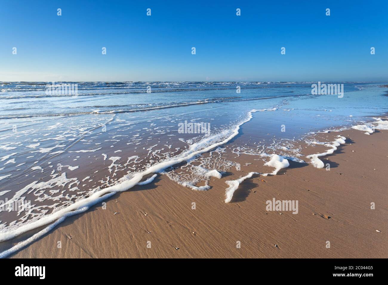 North sea sand beach and blue sky Stock Photo - Alamy