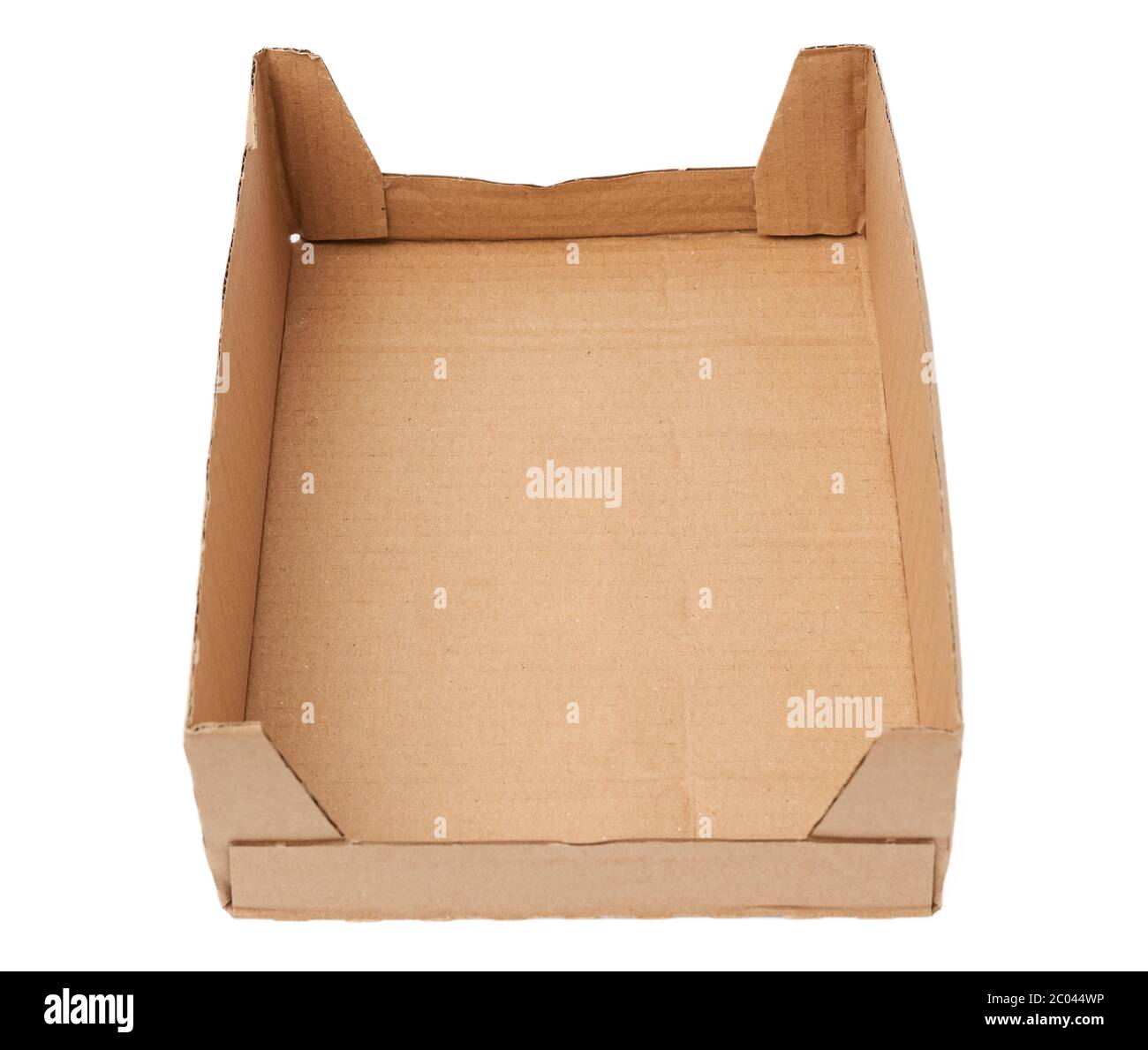 empty rectangular box made of brown corrugated cardboard isolated on a ...