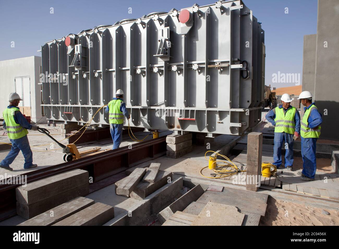 One of several large transformers are being installed at an electicity ...