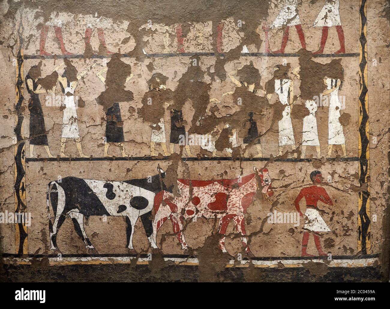 Ancient Egyptian wall paintings of the Tomb of Iti and Neferu, Mourning ...