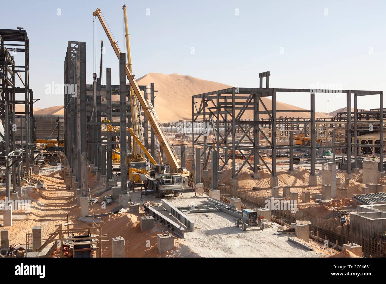 Frameworks for several buildings are being installed during the ...