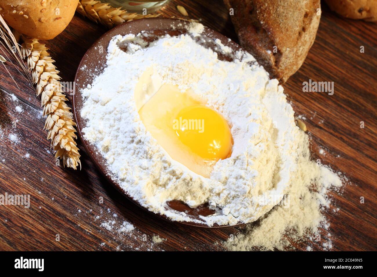 Preparation of the test for a home-made bread batch Stock Photo - Alamy