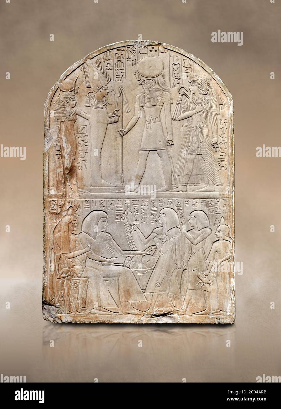 Ancient Egyptian stele dedicated to the god Re-Harakhty by sculptor Ipy ...