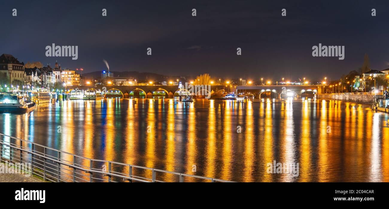 Baldwin Bridge, German: Balduinbrucke. Medieval stone bridge in Koblenz ...