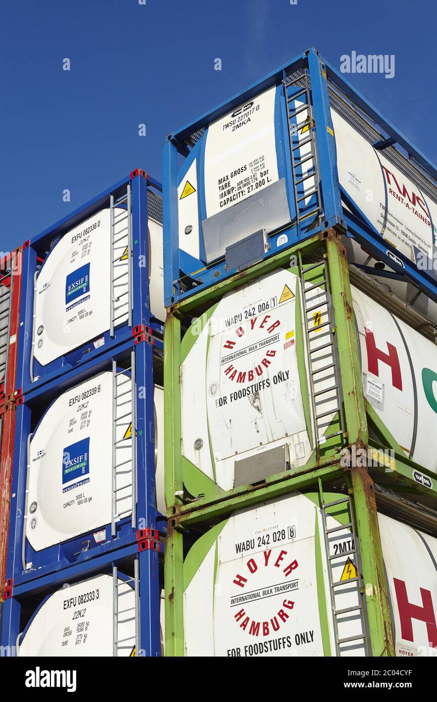 Stacks of tank containers Stock Photo - Alamy