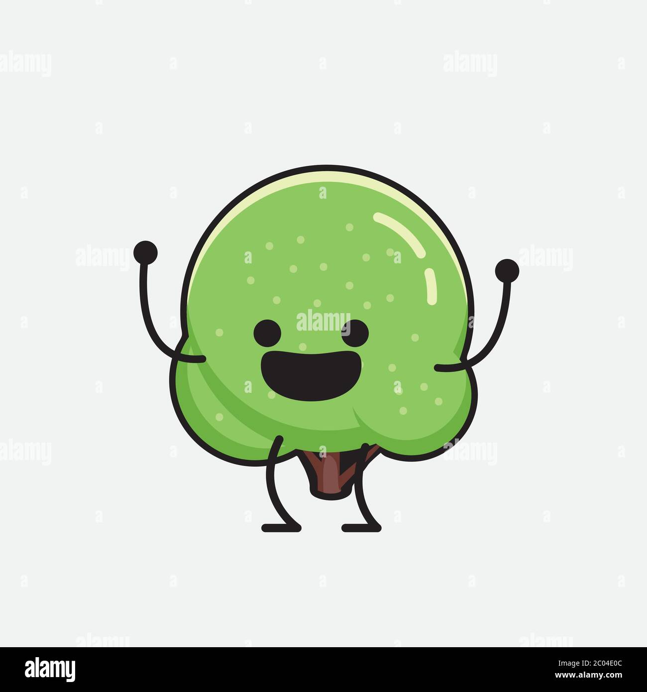 An illustration of Cute Green Rounded Tree Mascot Vector Character in ...