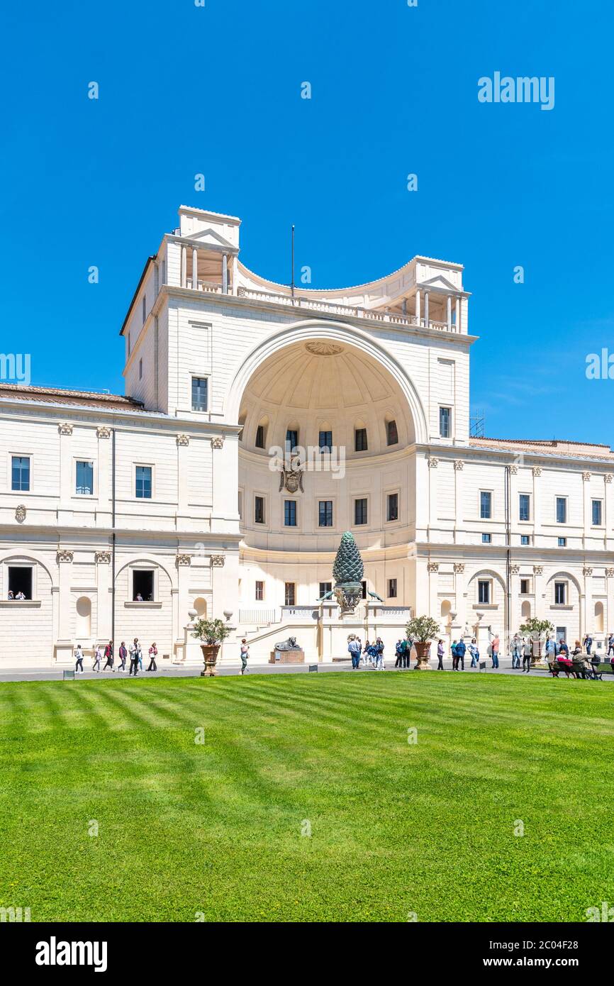 VATICAN CITY - MAY 07, 2018: Courtyard of the Pigna of Vatican Museums ...