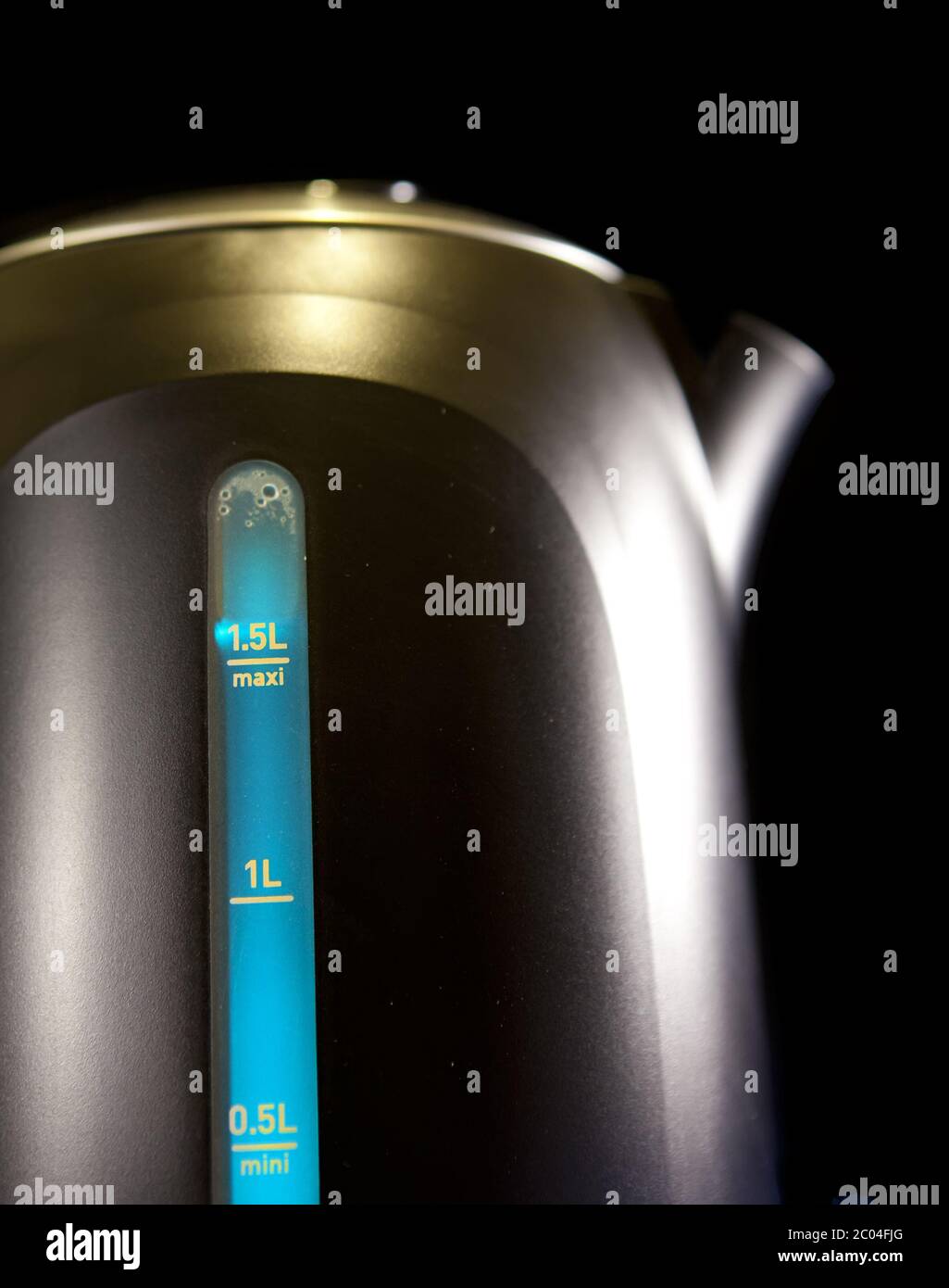 Measured mark water level of the electric kettle Stock Photo - Alamy