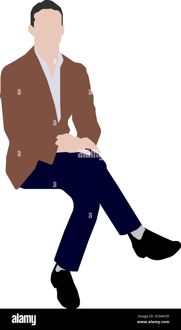 Sitting male person flat vector illustration Stock Vector Image & Art ...