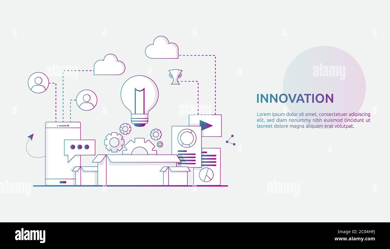 brainstorming innovation idea process and creative thinking concept with light bulb lamp for ...