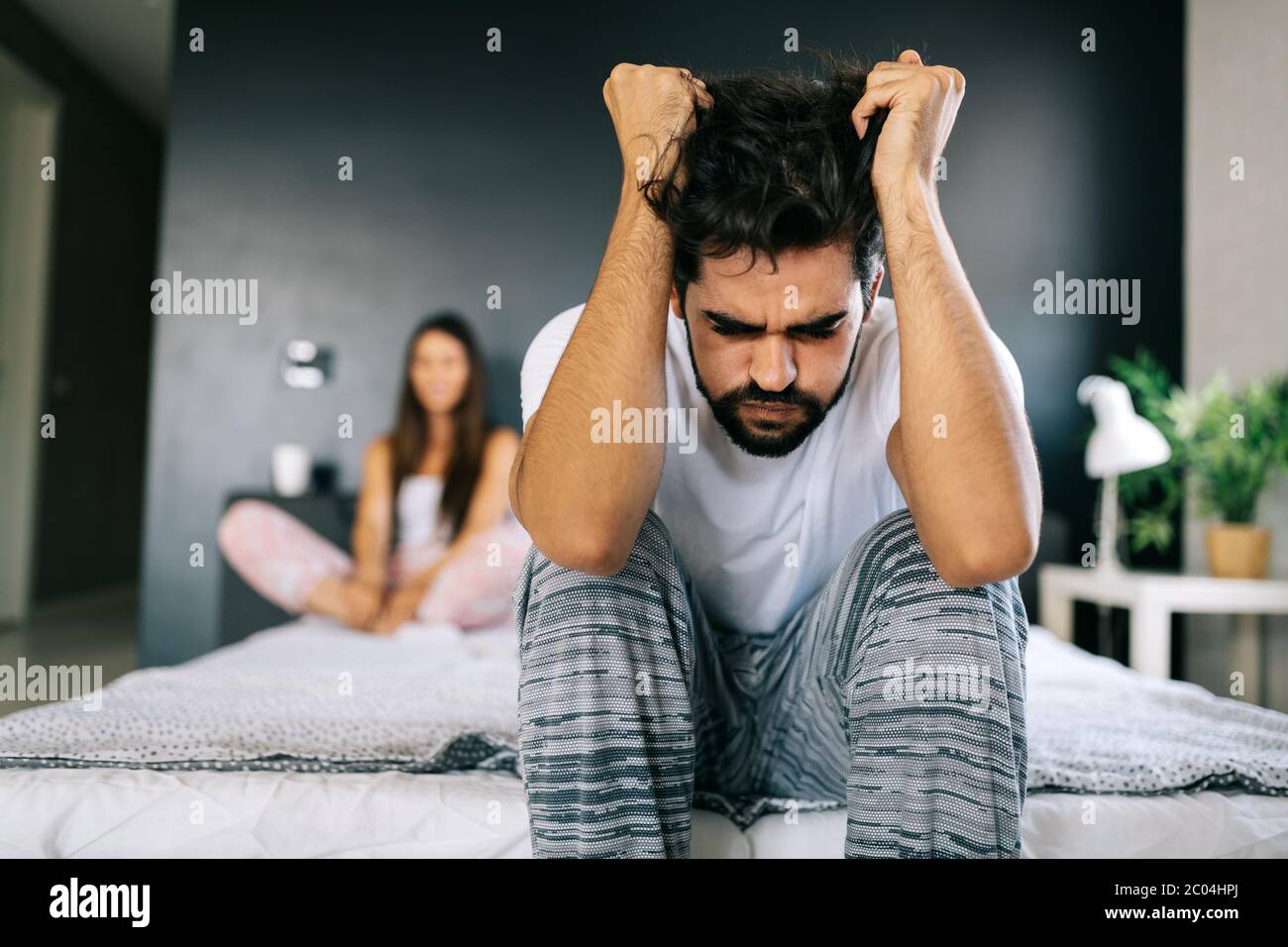 Stressed couple arguing and having marriage problems Stock Photo - Alamy