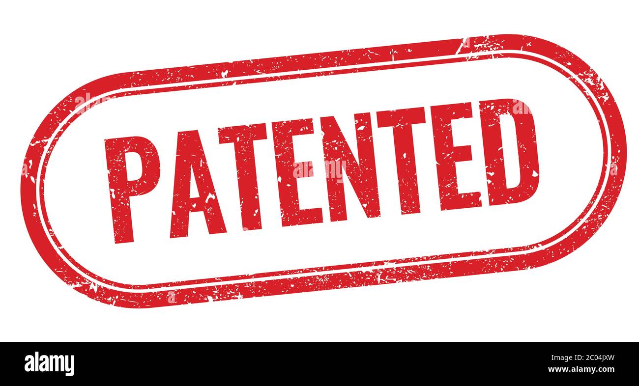 PATENTED red grungy rectangle stamp Stock Photo - Alamy