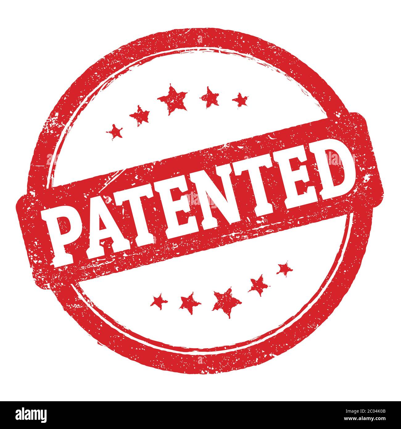 PATENTED red round grungy stamp Stock Photo - Alamy