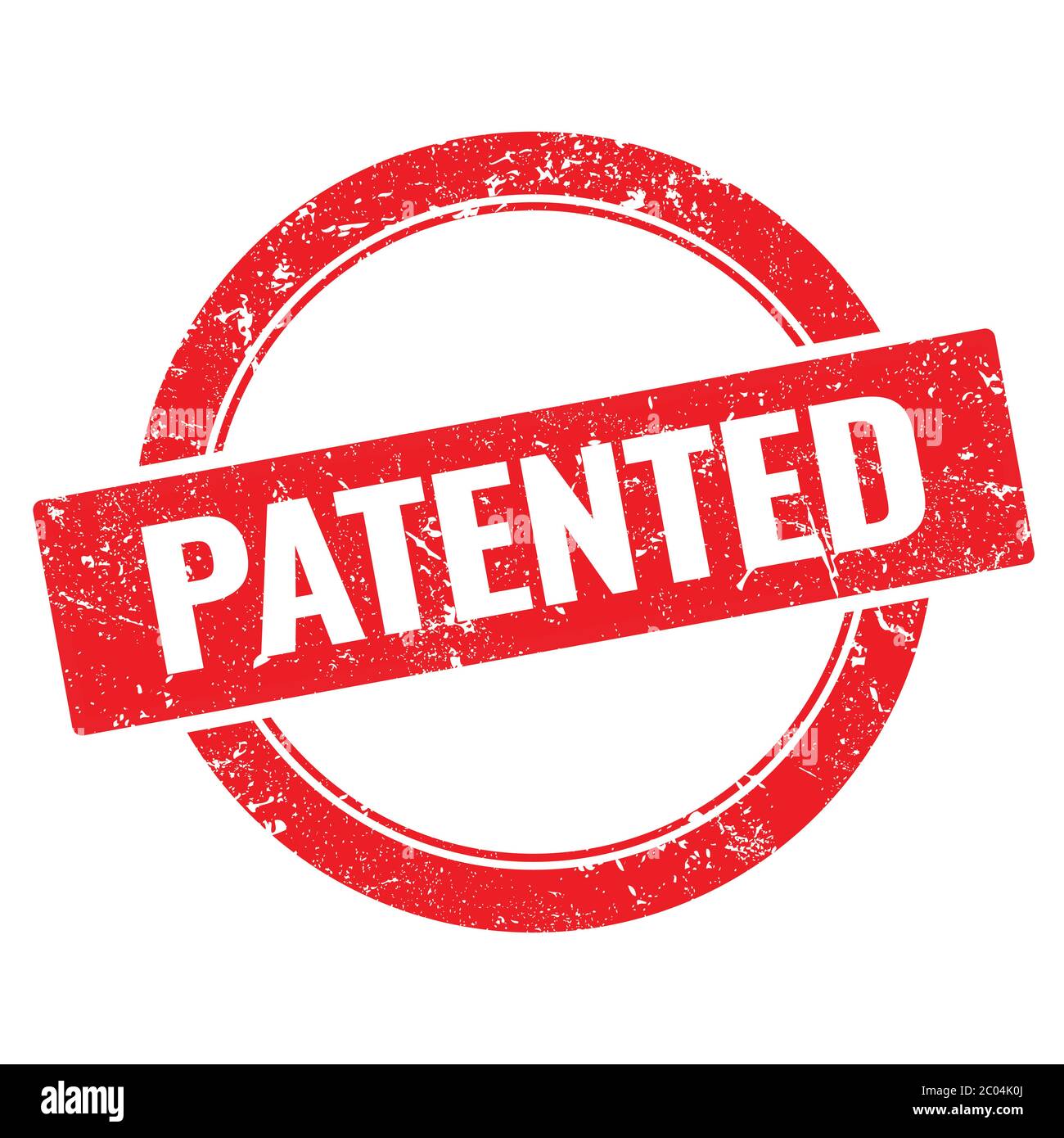PATENTED red round grungy stamp Stock Photo - Alamy