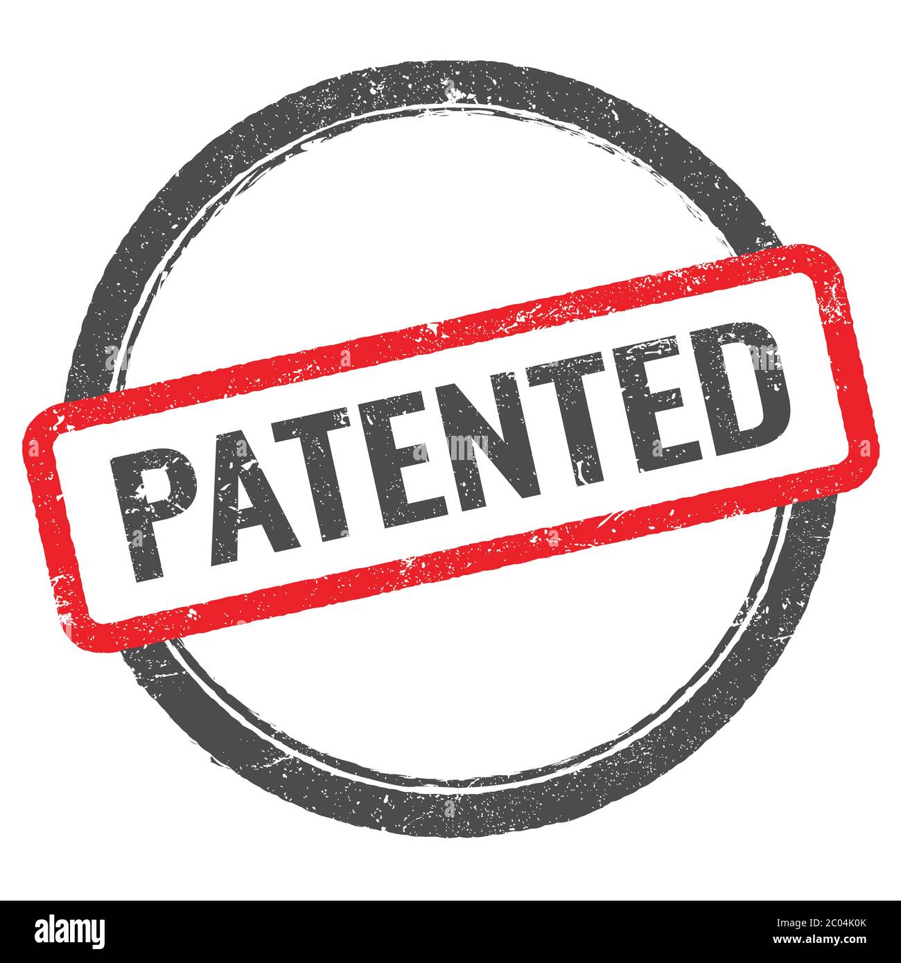 PATENTED red black round grungy stamp Stock Photo - Alamy
