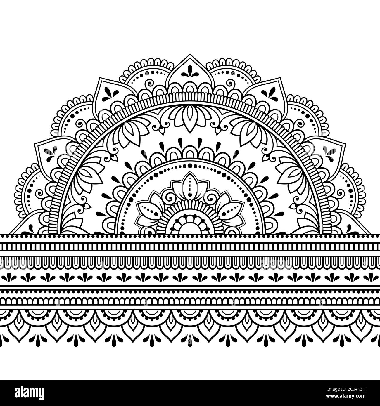 Seamless borders with mandala for design, application of henna, Mehndi ...