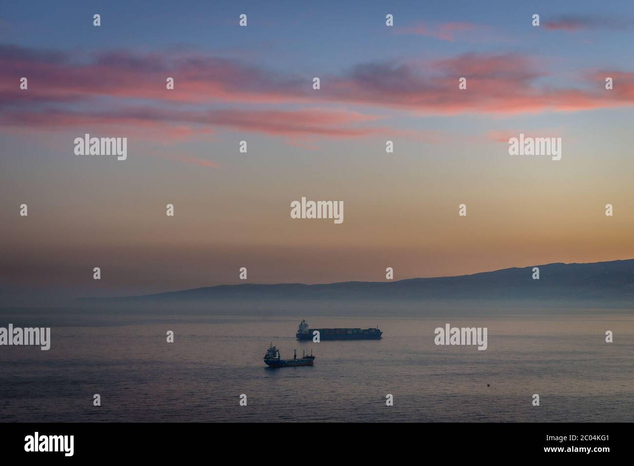 Morning view with container ships in Beirut, Lebanon Stock Photo - Alamy