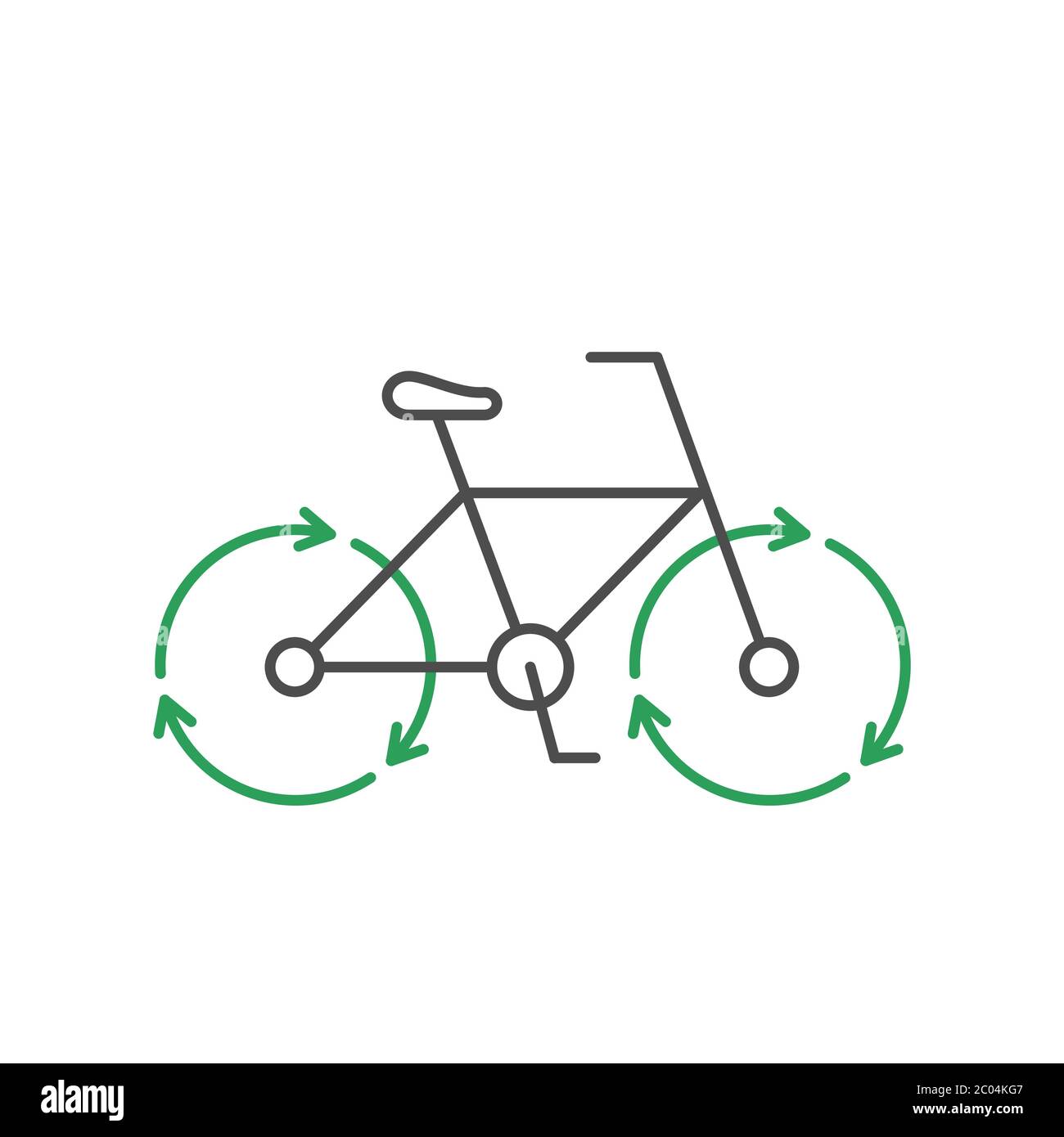 Bicycle with recycle arrows line icon. Eco friendly transportation ...