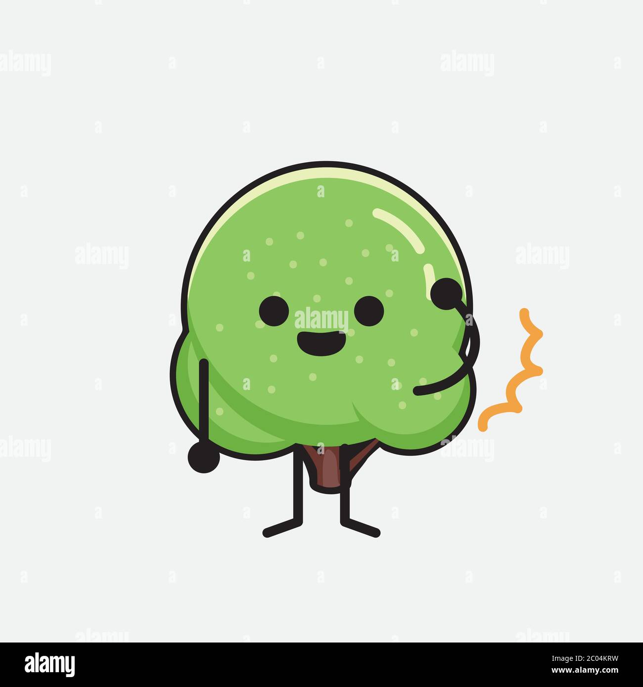 An illustration of Cute Green Rounded Tree Mascot Vector Character in ...
