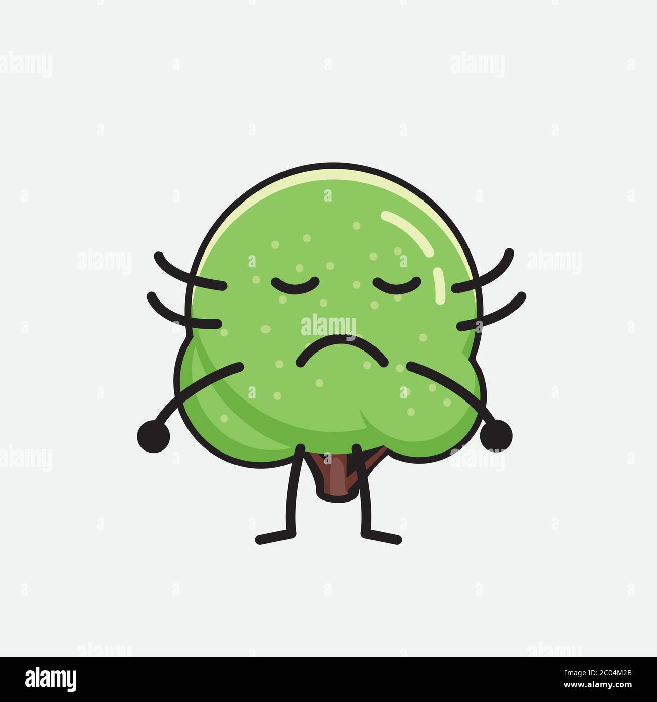 An illustration of Cute Green Rounded Tree Mascot Vector Character in ...