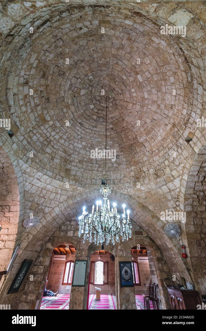 Prayer hall in Sultan Abdul Majid Mosque in historic part of Byblos ...