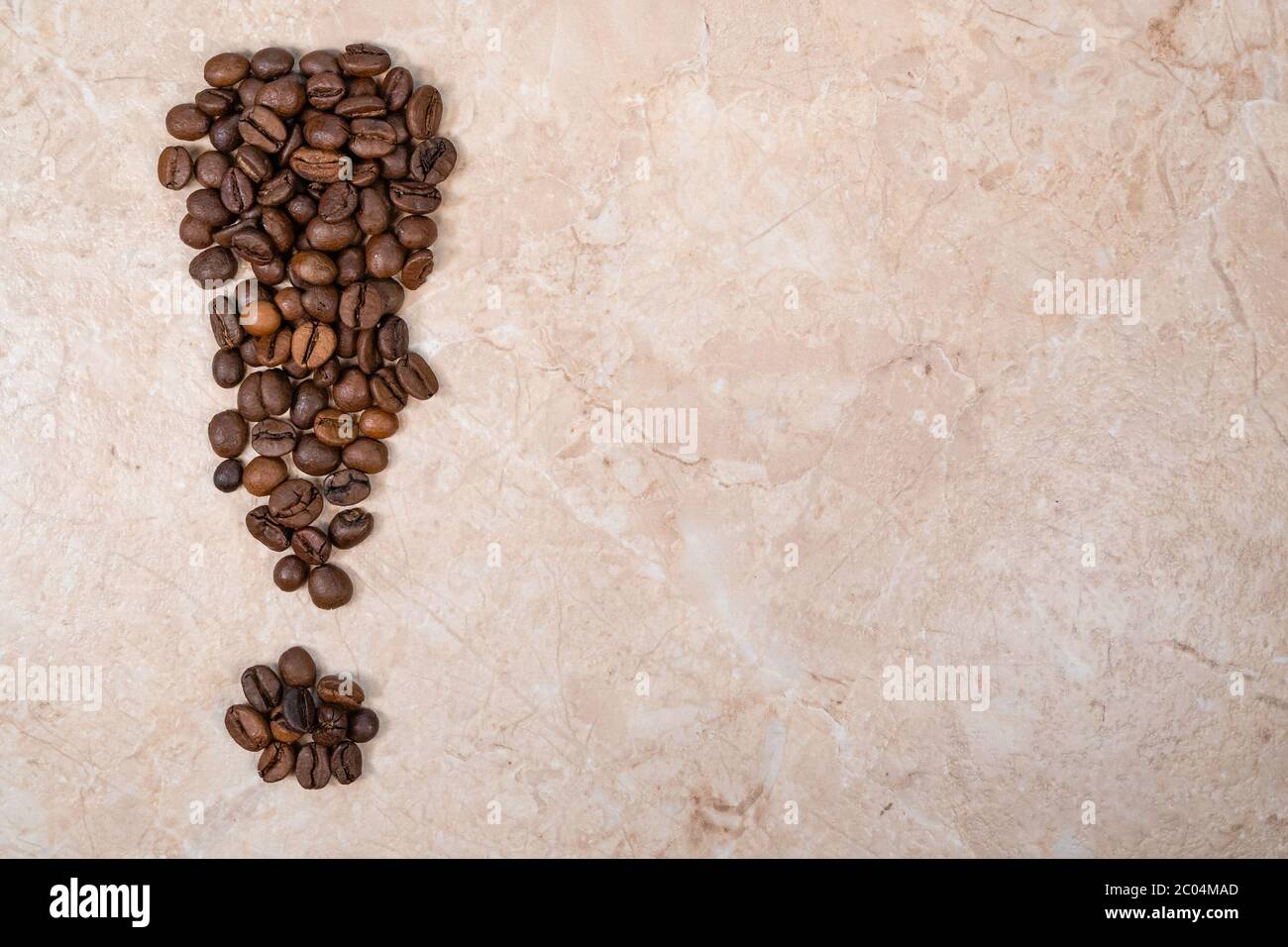 brown roasted coffee beans in the shape of an exclamation mark Stock ...