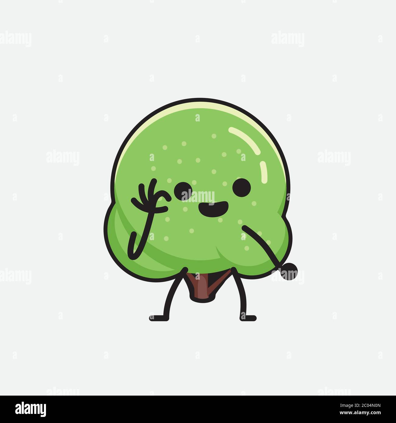 An illustration of Cute Green Rounded Tree Mascot Vector Character in ...