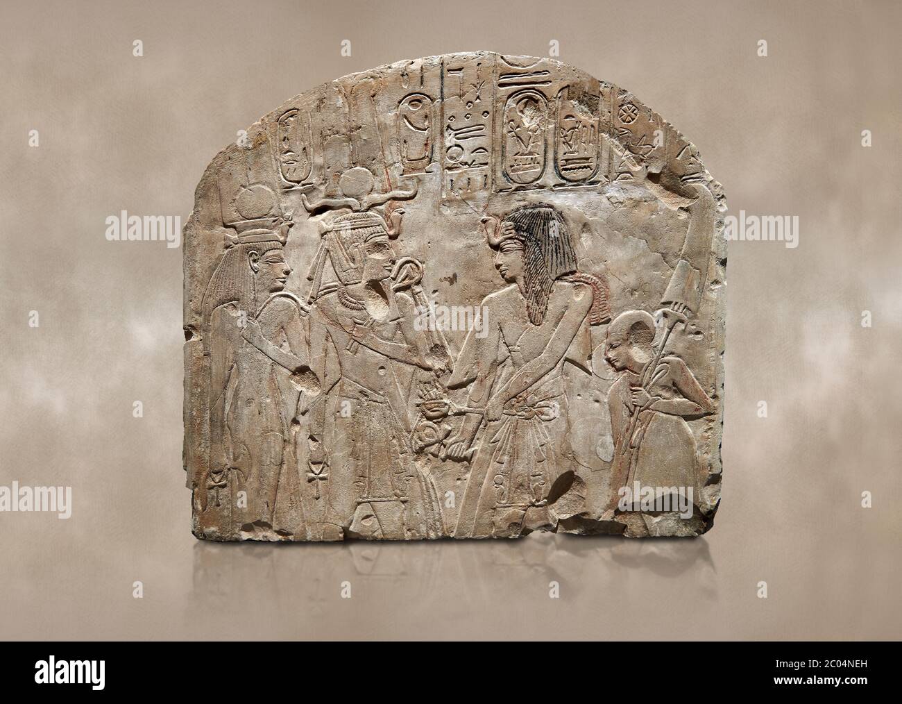 Ancient Egyptian stele depicting Sethy I adoring Amenhotep I and ...