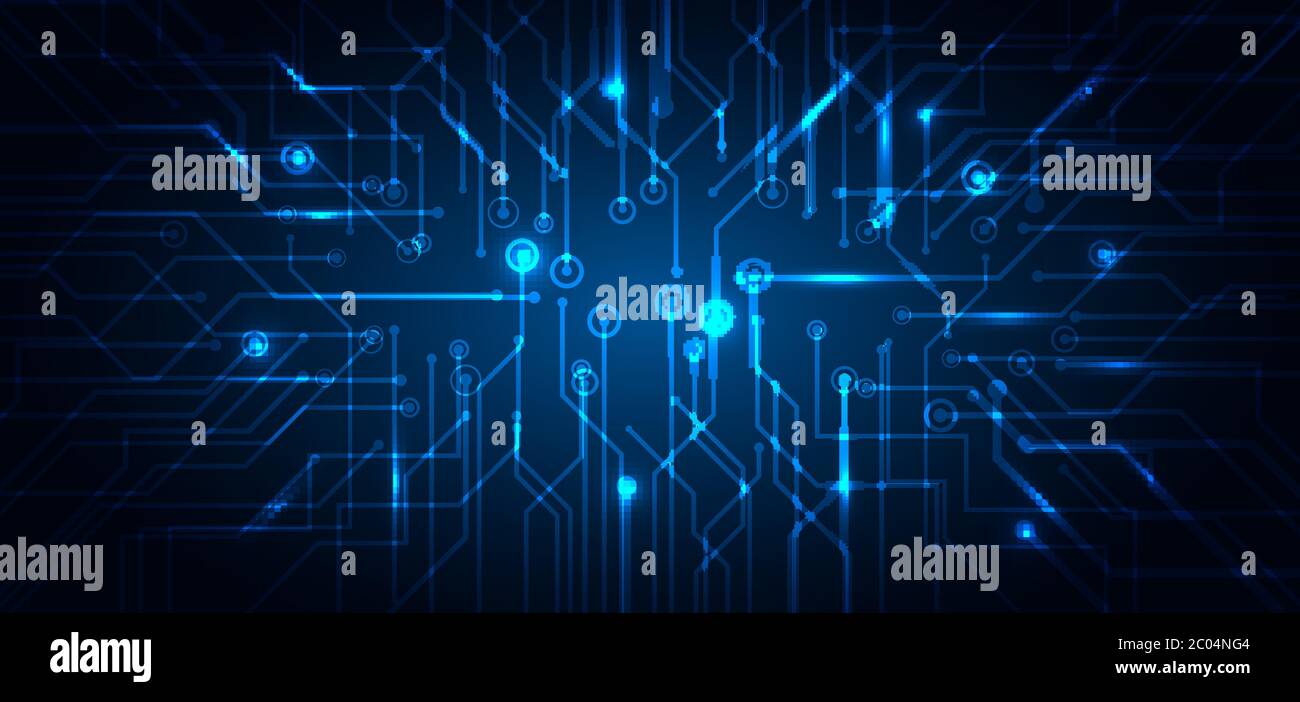 Abstract technology futuristic concept electronic circuit blue glowing ...