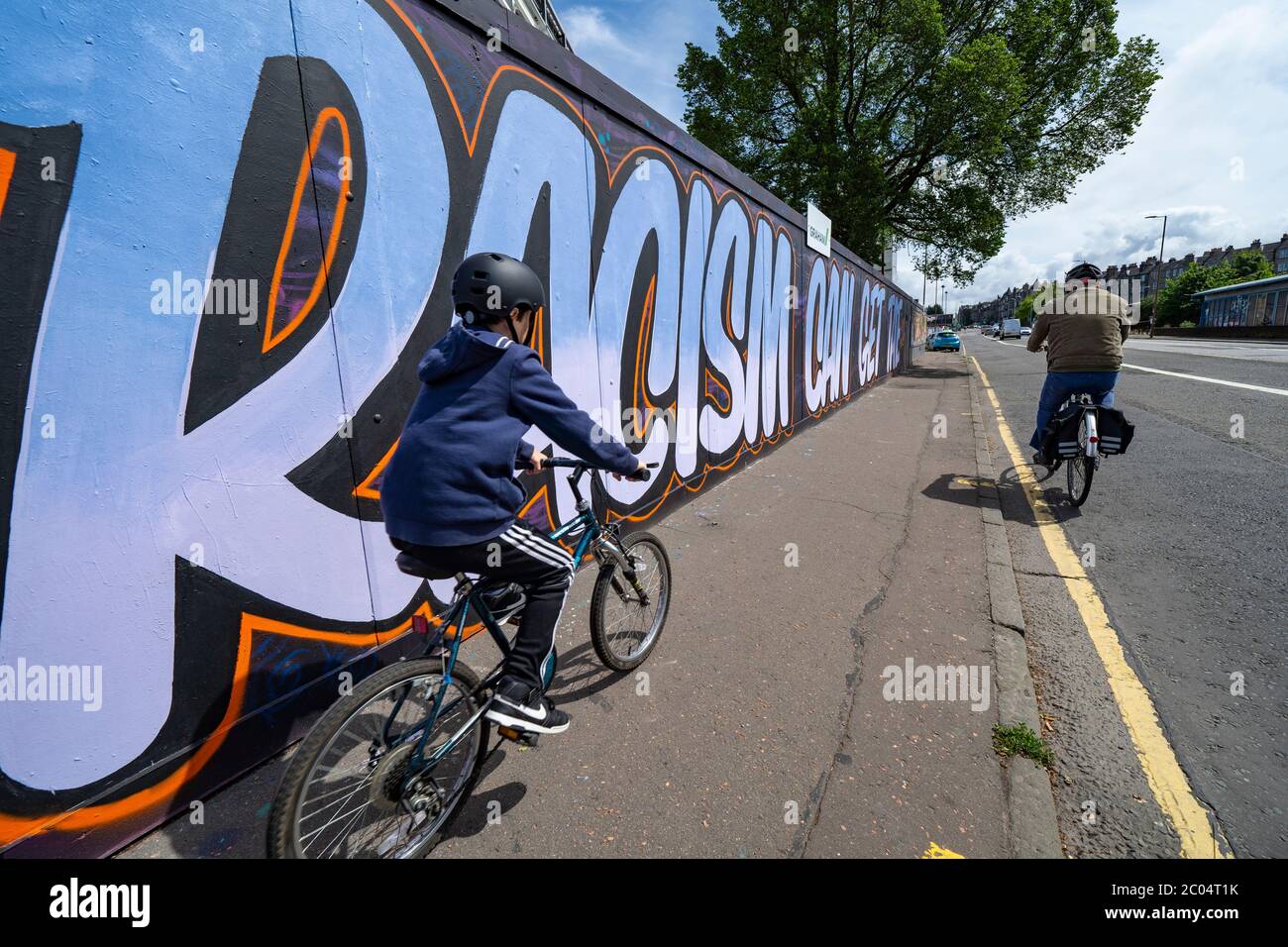 Edinburgh, Scotland, UK. 11 June 2020. Anti-racism graffiti has ...