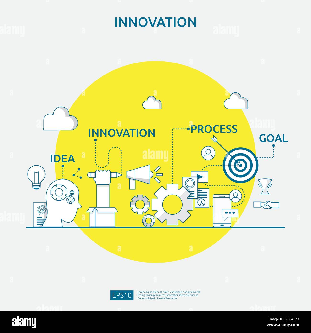 brainstorming innovation idea process and creative thinking concept ...