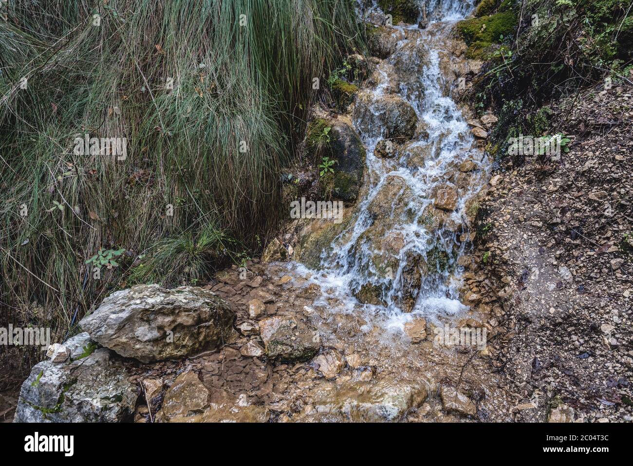 Small waterfall on a Chouwan Lake trail in Jabal Moussa Biosphere ...
