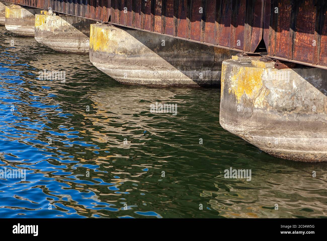 concrete supports of the bridge , part of the hydroelectric station ...