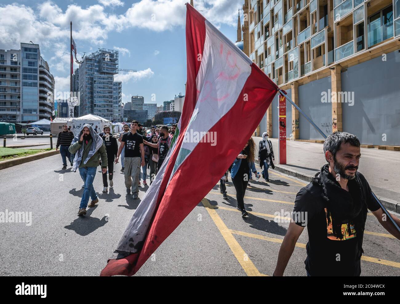 Lebanon protest flag hi-res stock photography and images - Alamy