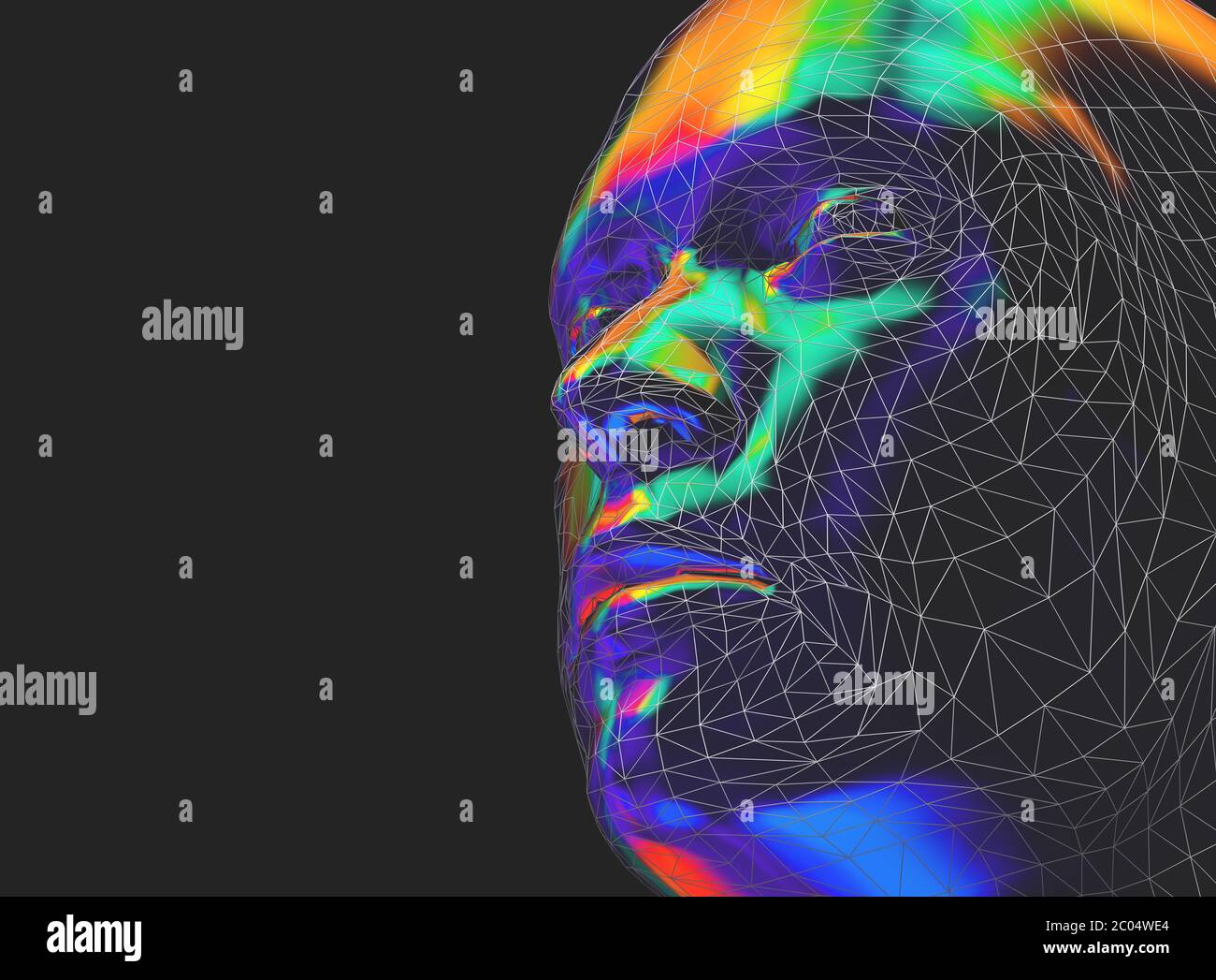 male human face in side view in futuristic low poly style - 3d ...