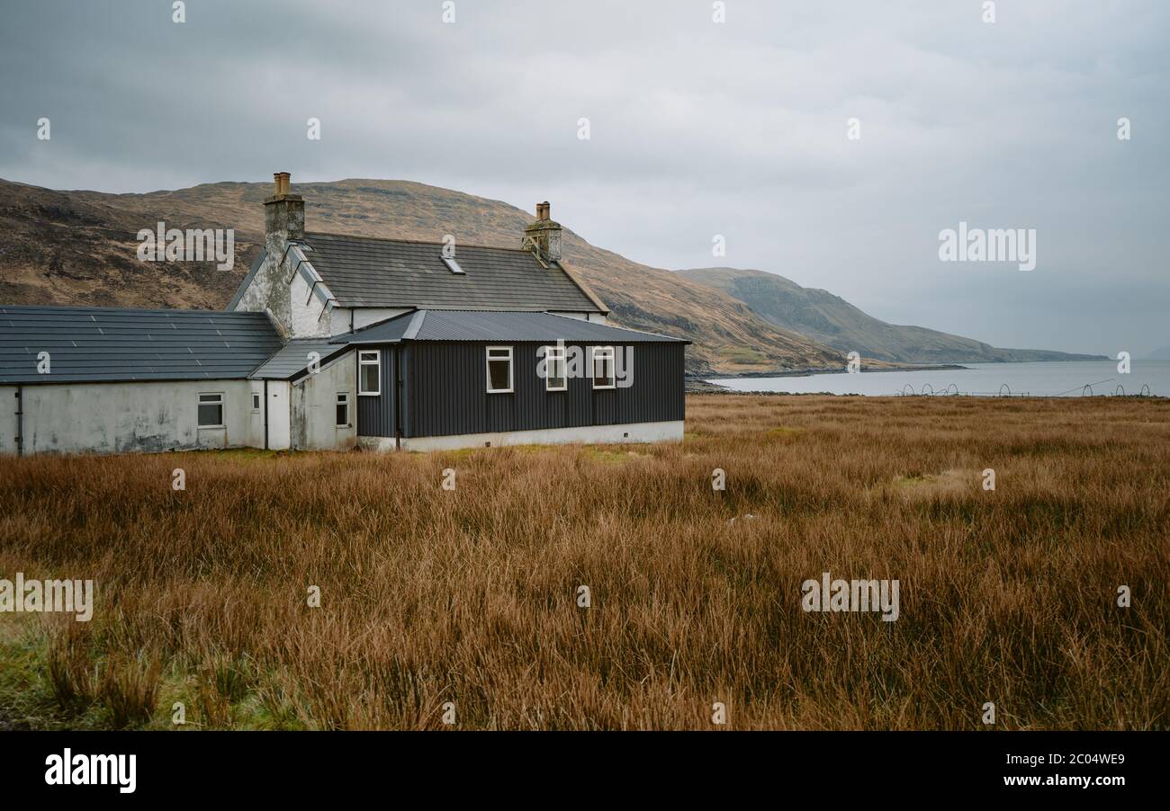 Panoramic landscape view Cuillin Mountains as its spectacular backdrop ...