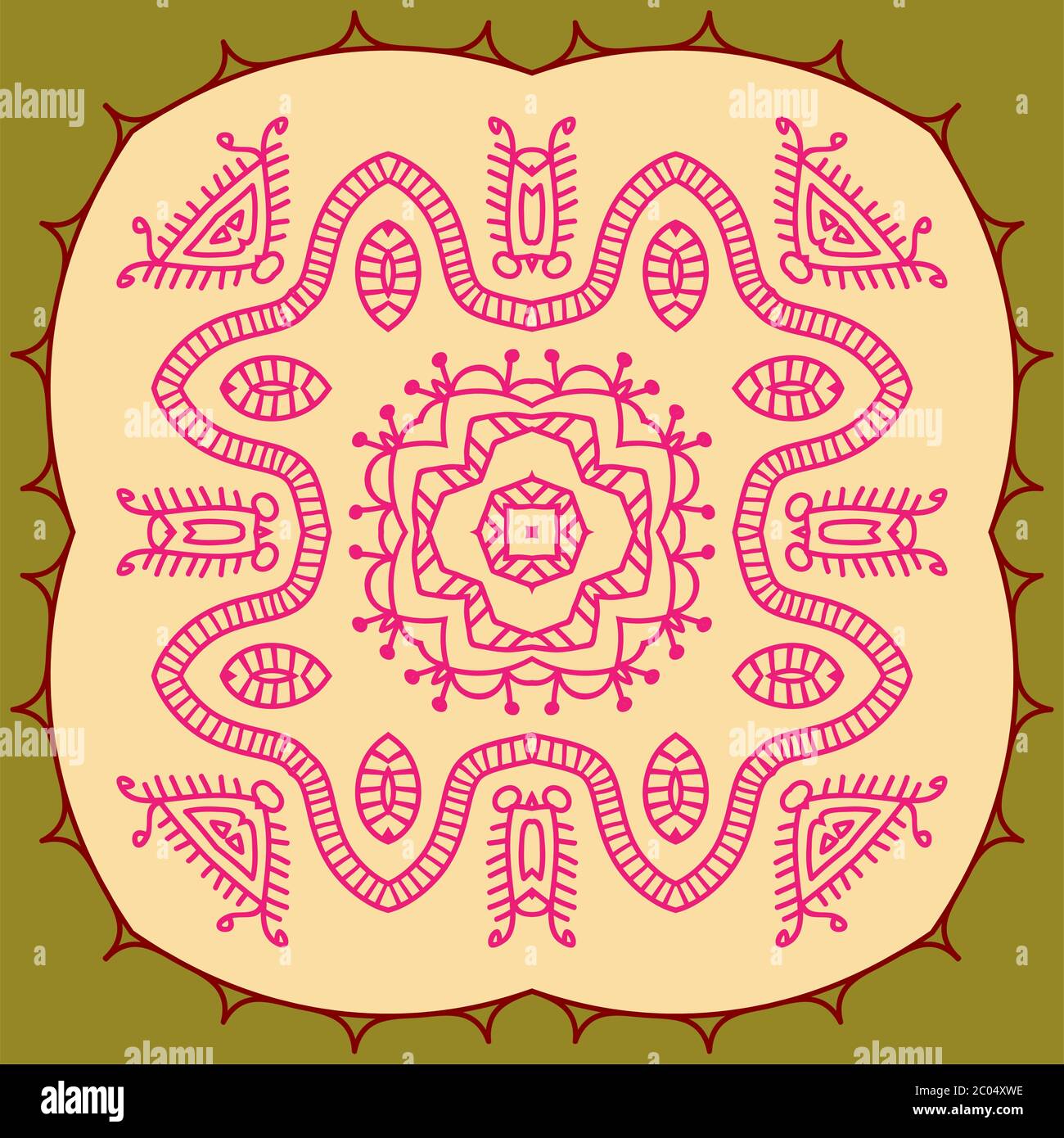 Folk Traditional, Tribal Design, Motif, Wall Painting Vector ...