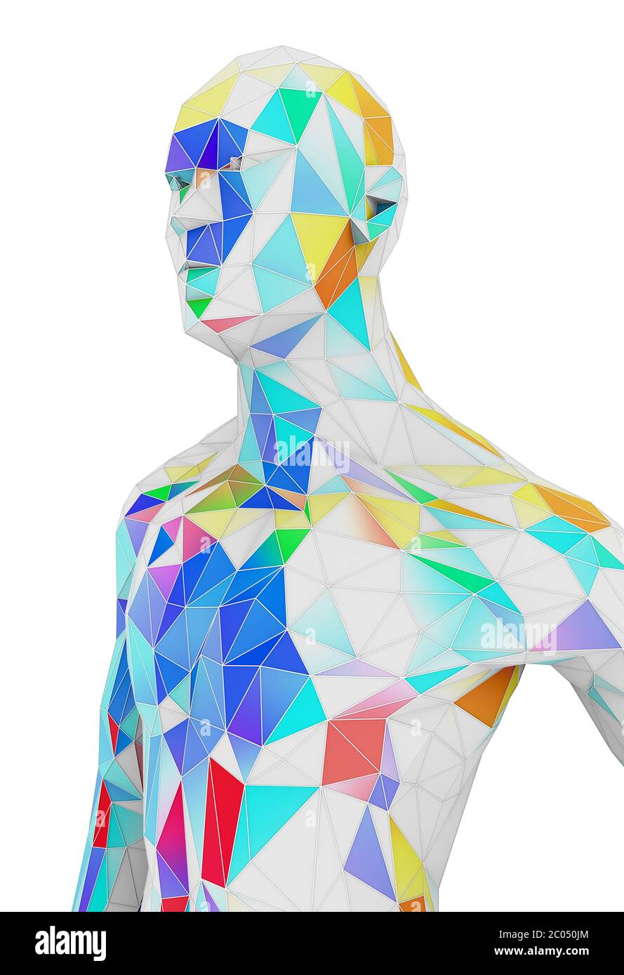 illustration by one person consisting of different colored areas in low ...