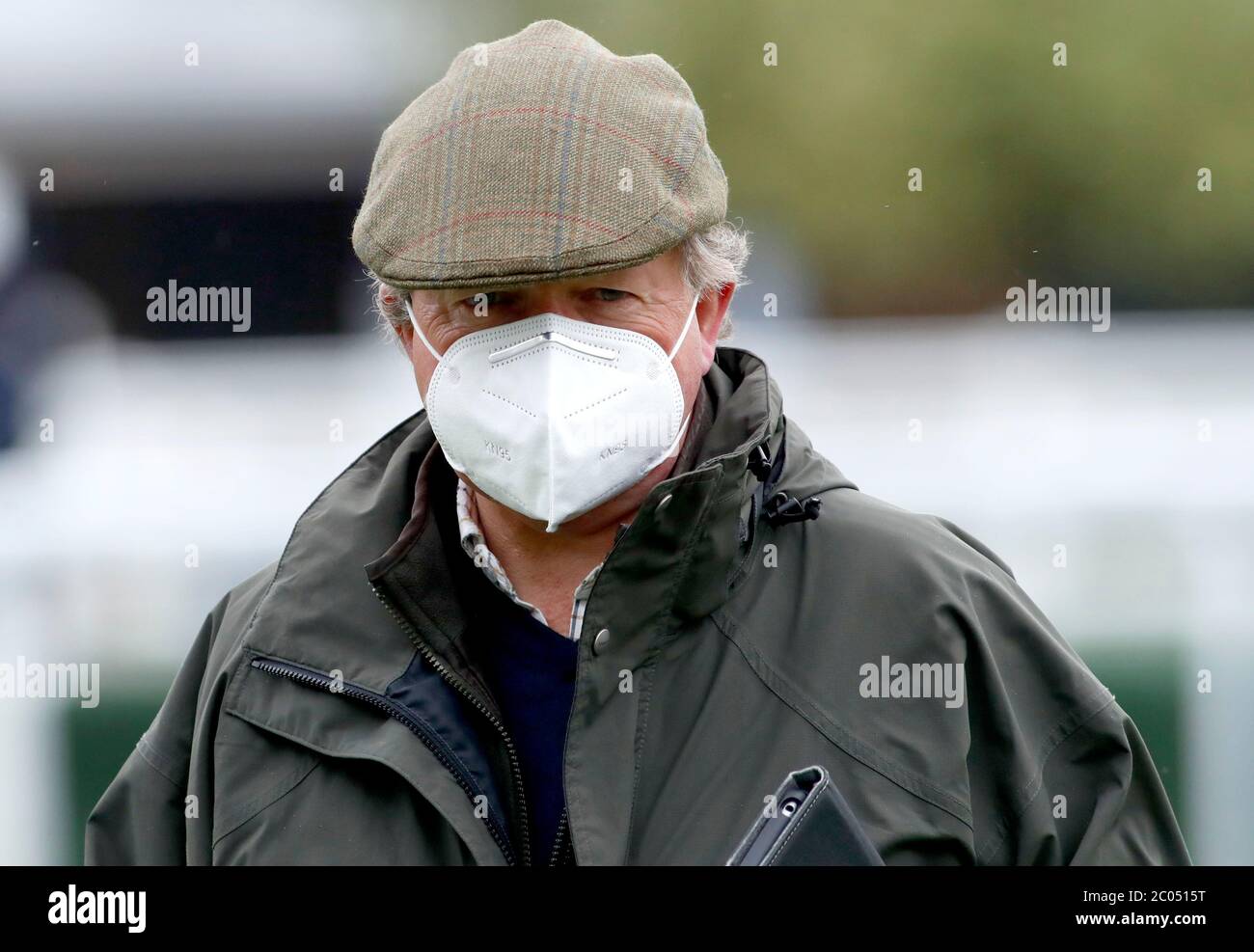Trainer Tim Easterby wears a face mask at Beverley Racecourse Stock ...
