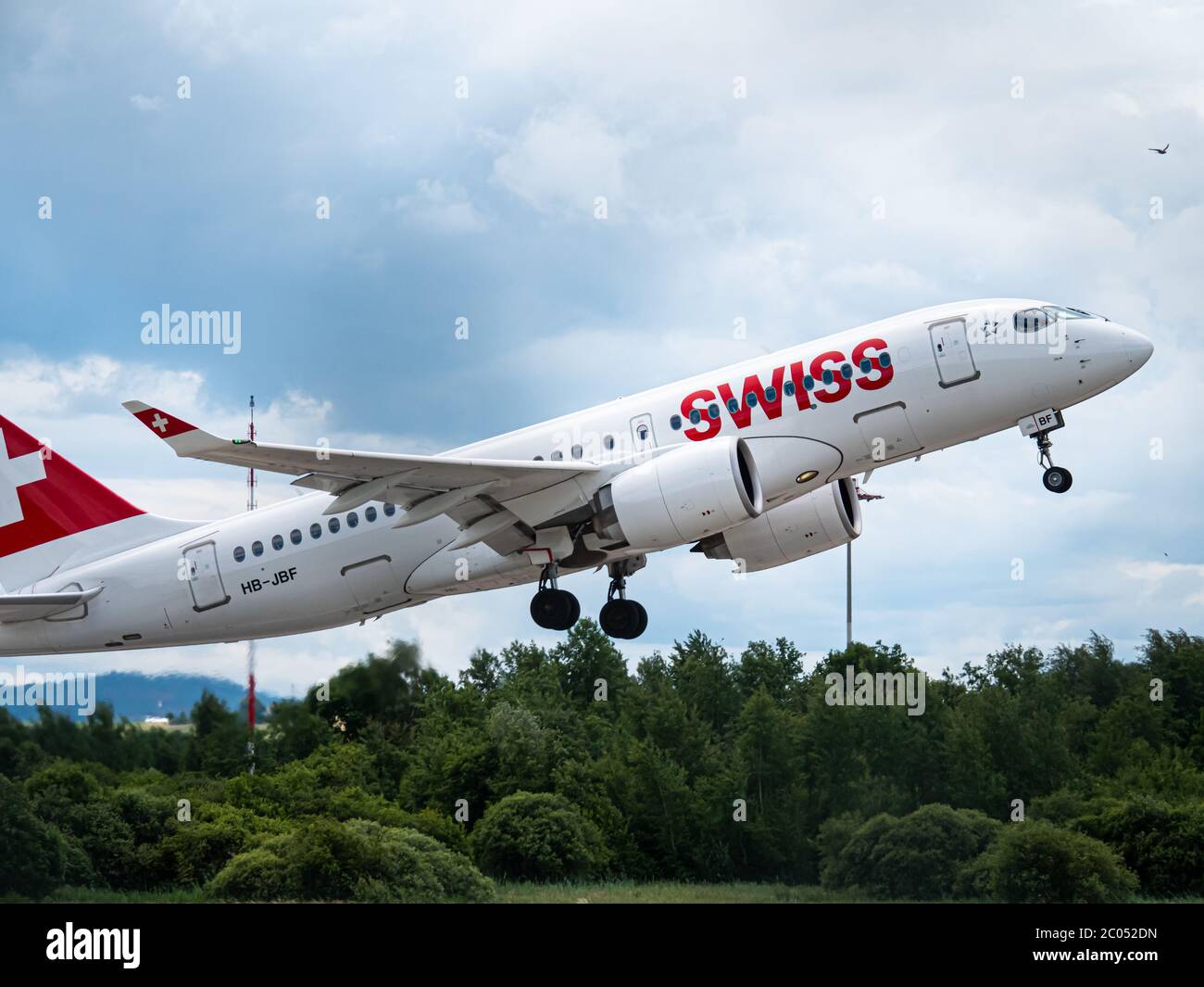 C-Series A220 Take Off at Zürich Airport Stock Photo - Alamy