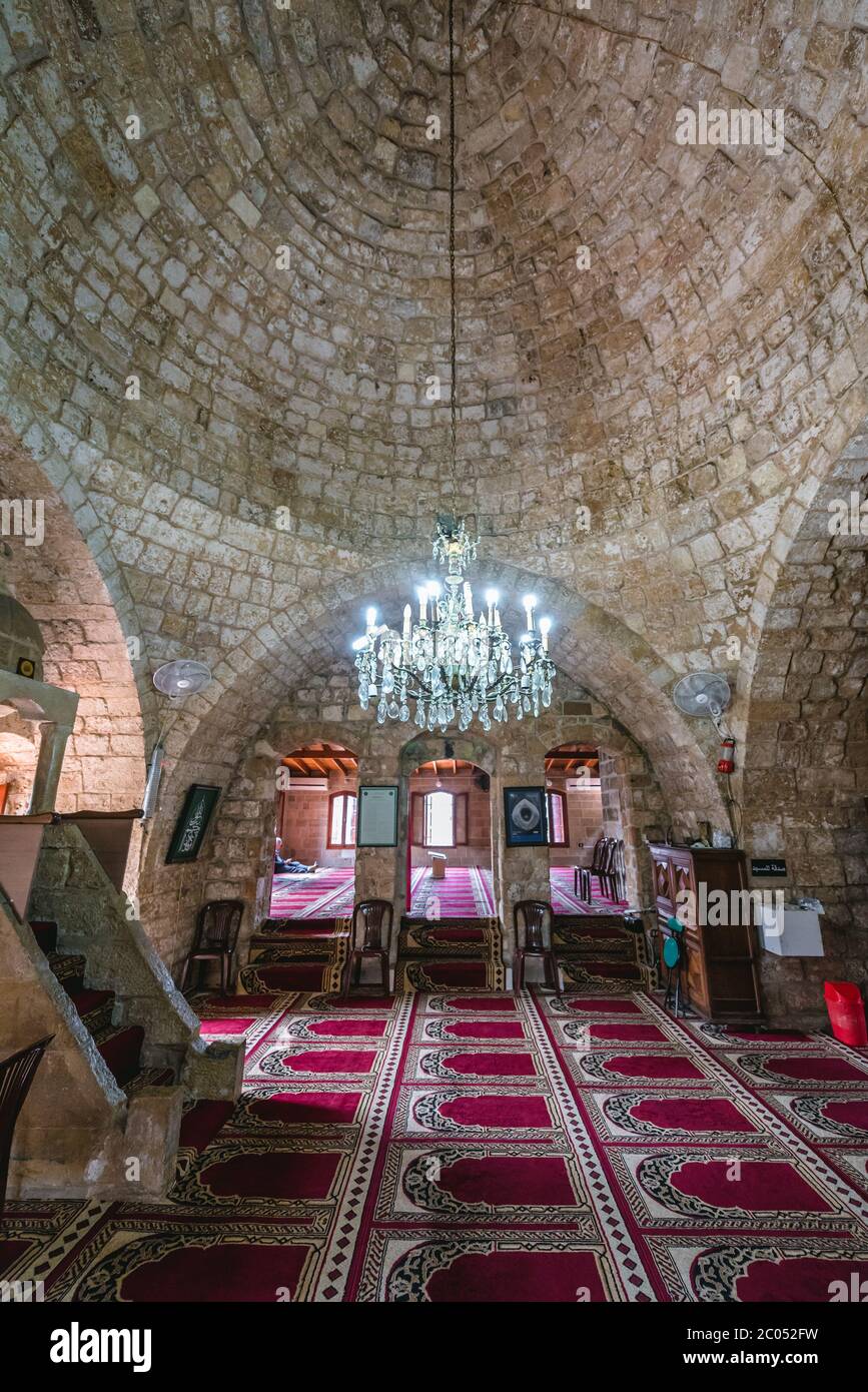 Prayer hall in Sultan Abdul Majid Mosque in historic part of Byblos ...