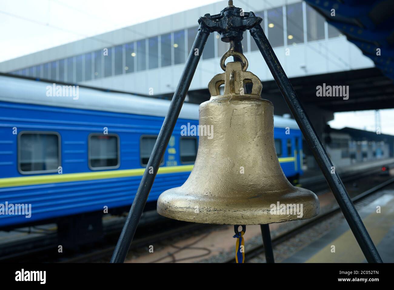 Railway station bell set on the platform of the Grand Central train ...