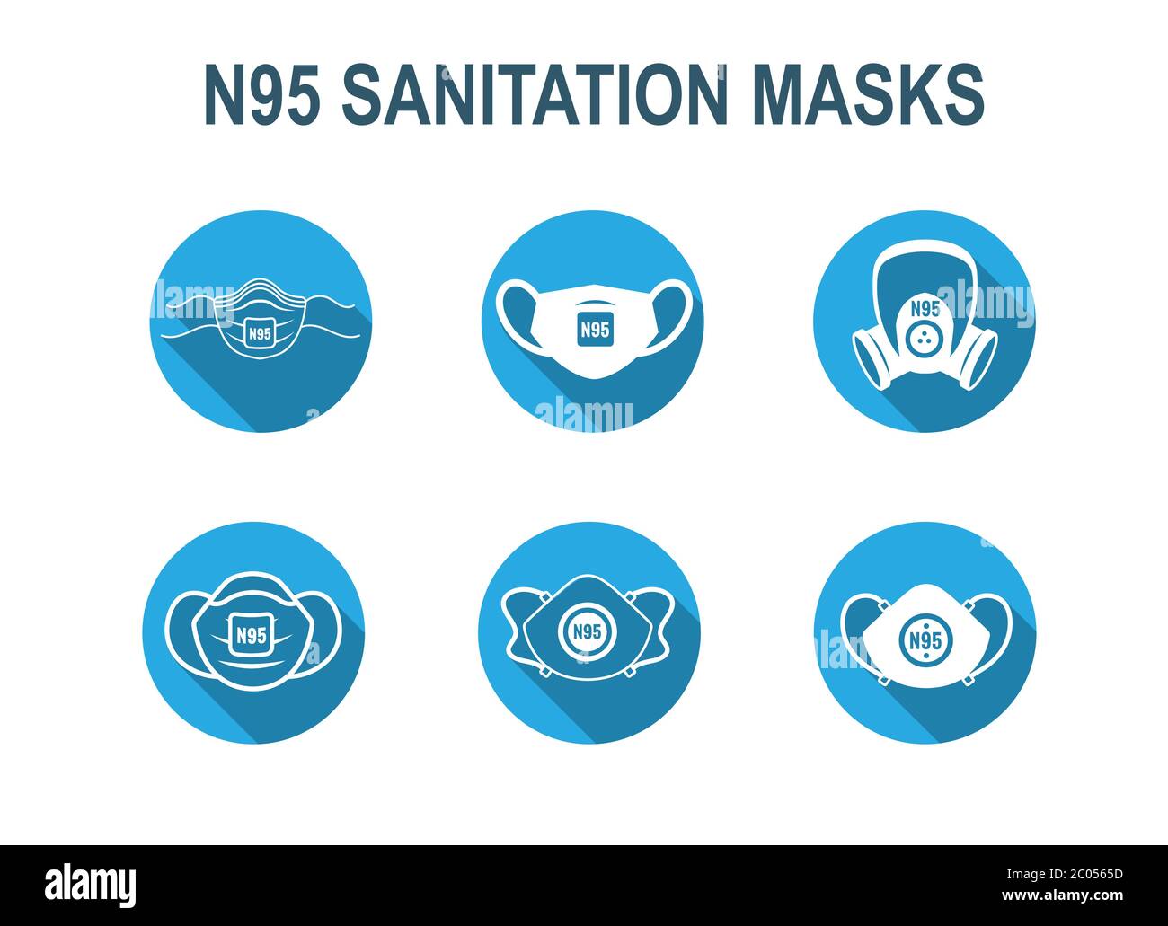 N95 facemask ppe face mask icon set w respiratory face masks Stock ...