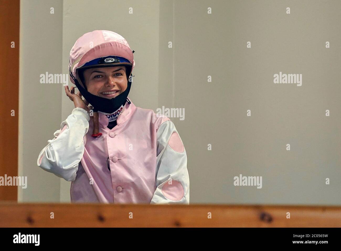 Jockey Megan Nicholls at Newbury Racecourse Stock Photo - Alamy