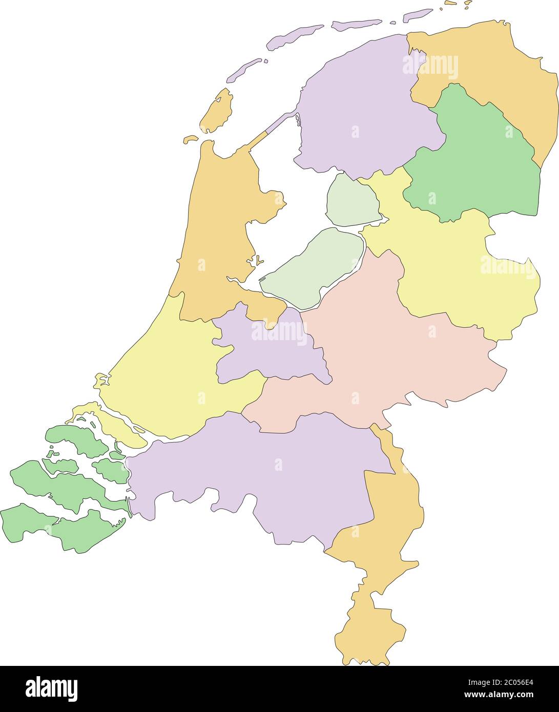 Netherlands - Highly detailed editable political map with separated ...