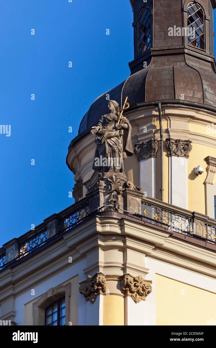 Allegorical statue representing Medicine on top of Mathematical Tower ...