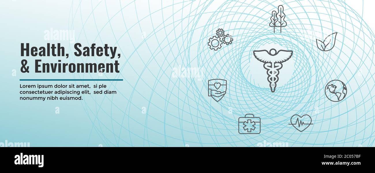 Health Safety & Environment Icon Set and Web Header Banner Stock Vector ...