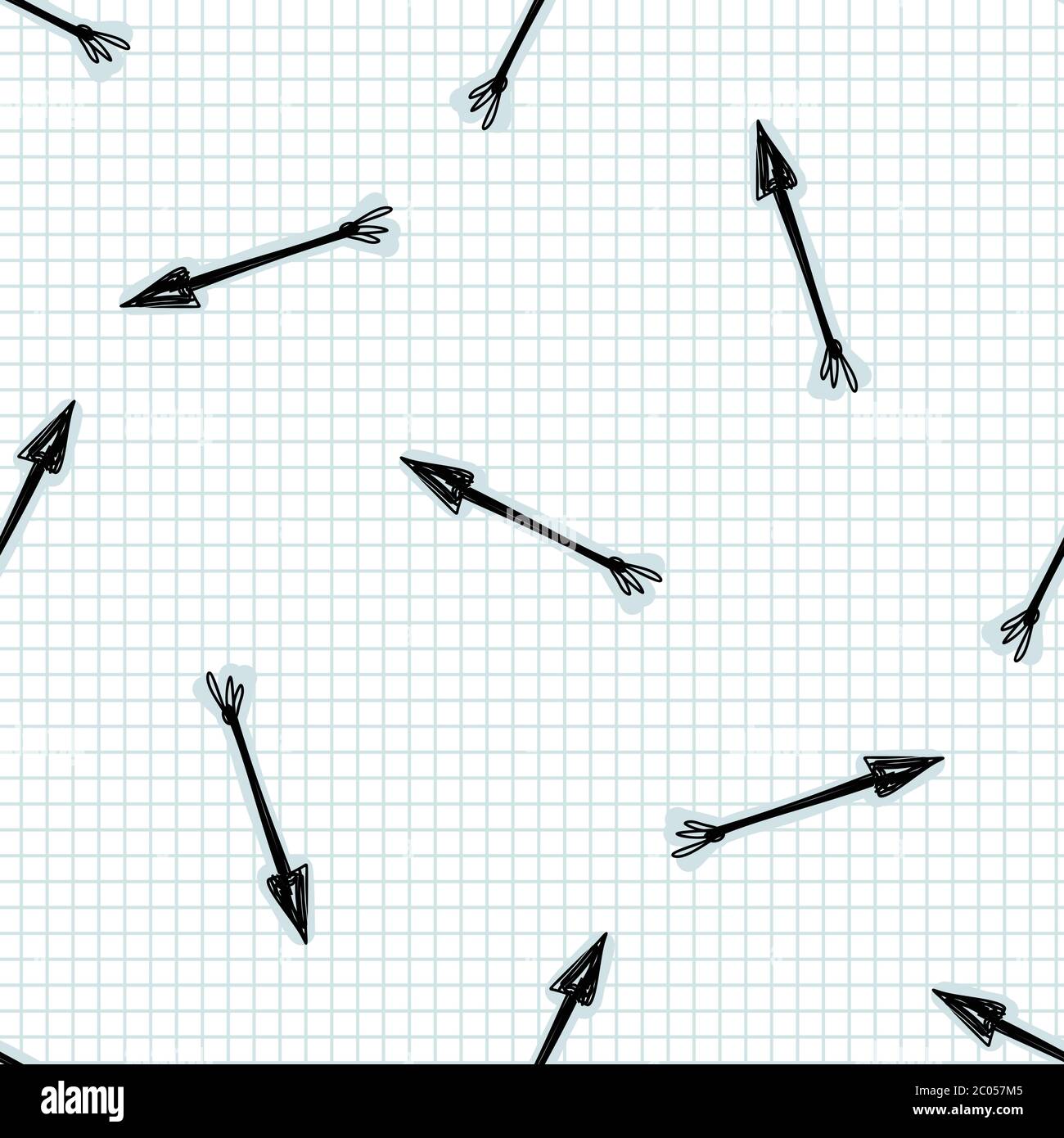 Seamless doodle arrow sketches vector pattern. Simple hand drawn narrow ...