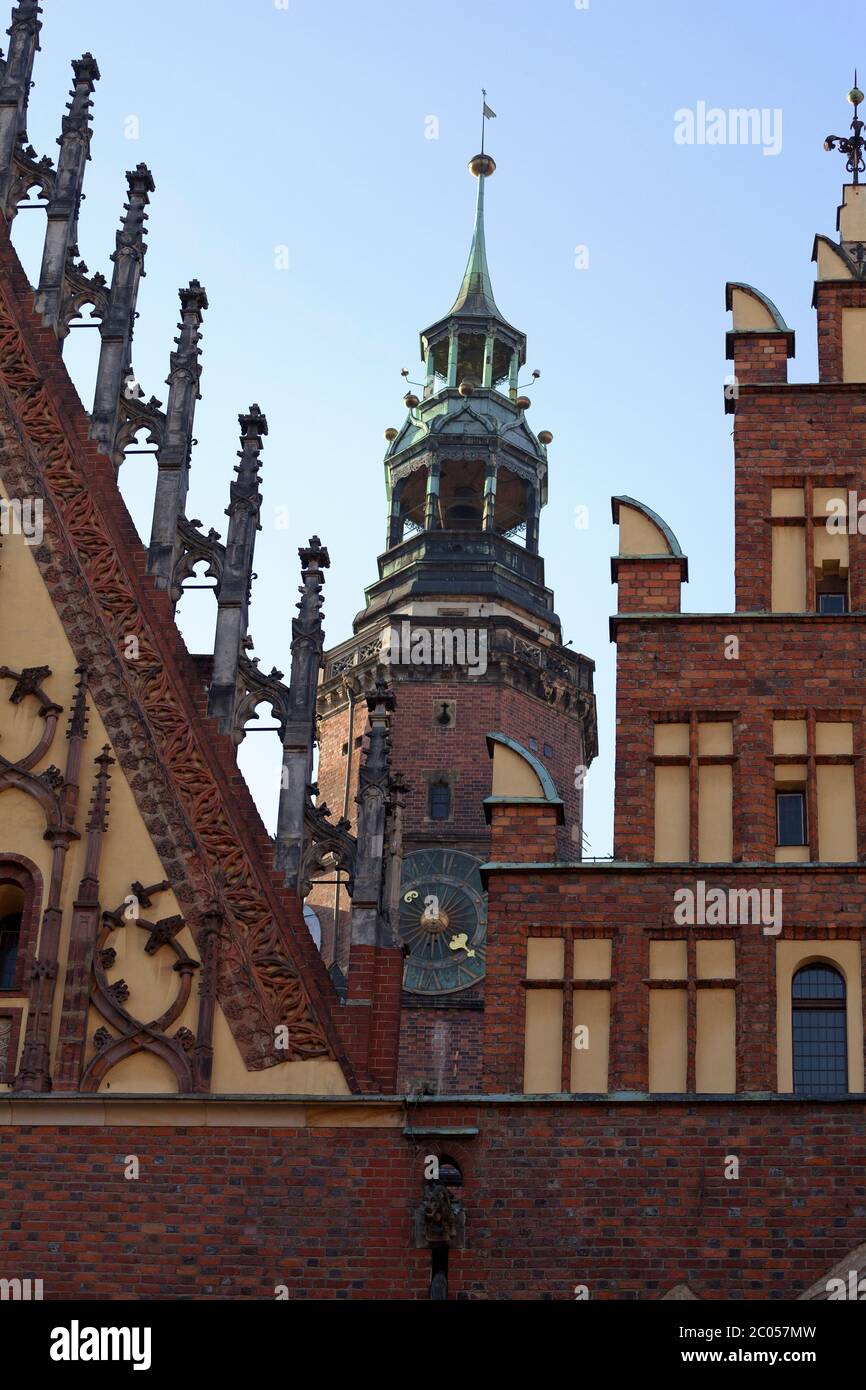 Town Hall Clock Tower, Market Square, Woclaw Stock Photo - Alamy